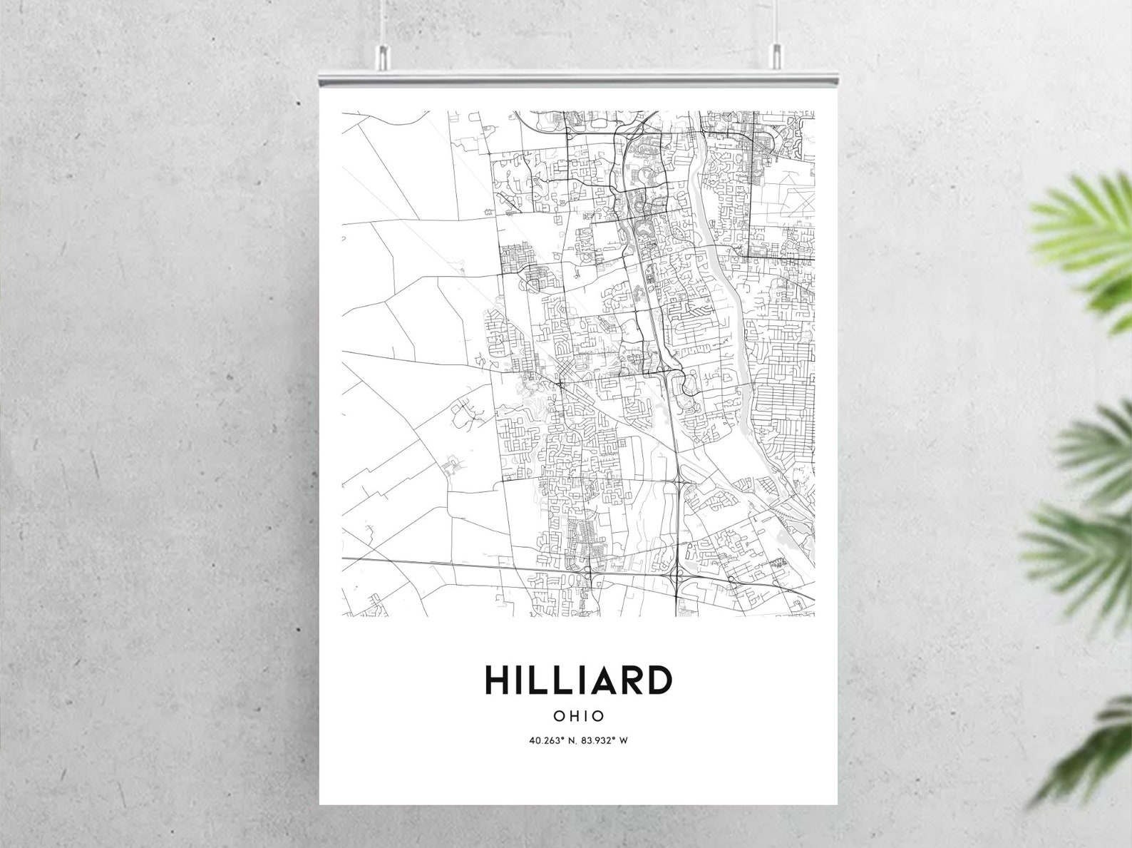 Hilliard Map Print Hilliard Map Poster Wall Art Oh City Map | Etsy