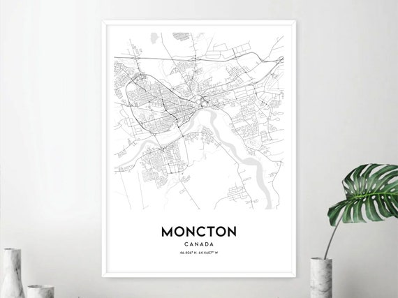 Moncton Map Print Moncton Map Poster Wall Art Moncton City | Etsy
