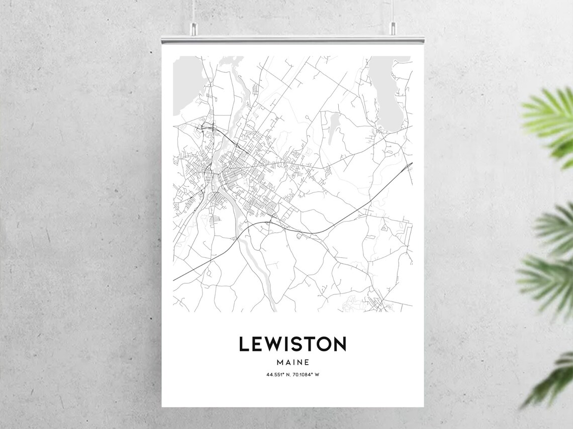 Lewiston Map Print Lewiston Map Poster Wall Art Me City Map | Etsy