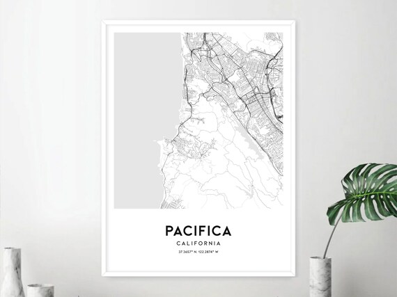 Pacifica Map Print Pacifica Map Poster Wall Art Ca City Map | Etsy