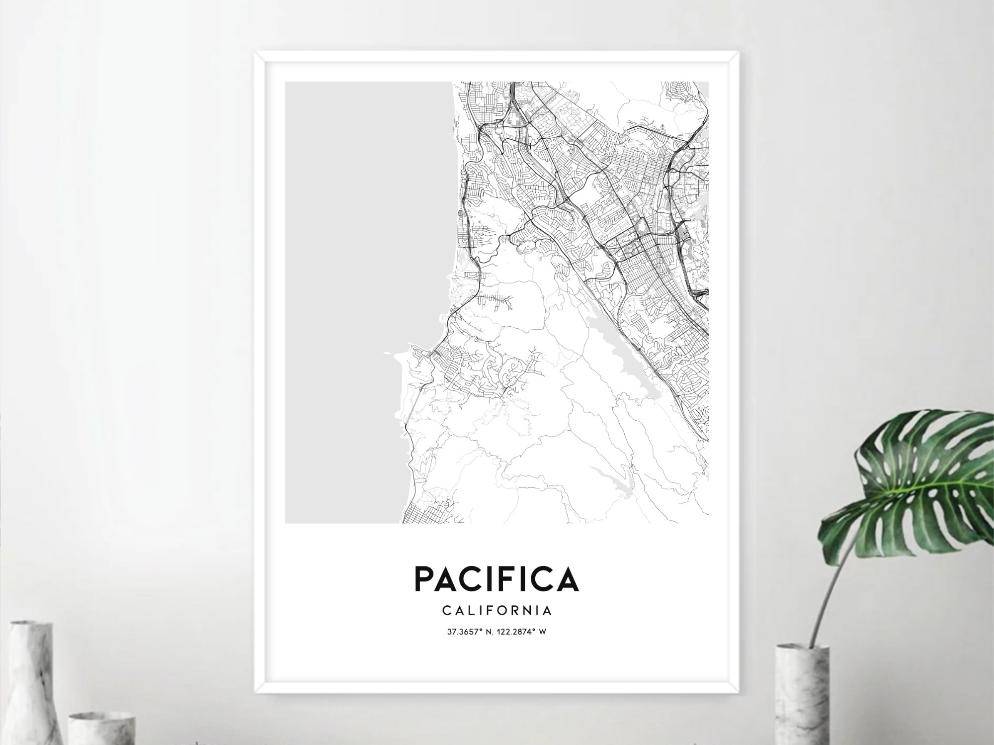 Pacifica Map Print Pacifica Map Poster Wall Art Ca City Map - Etsy