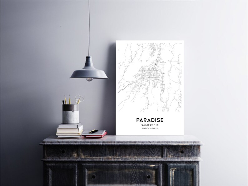 Paradise Map Print Paradise Map Poster Wall Art Ca City Map - Etsy