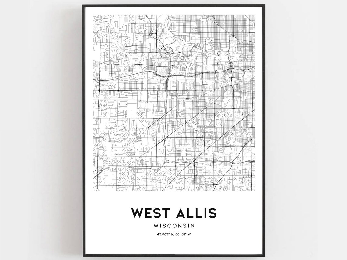 West Allis Map Print West Allis Map Poster Wall Art Wi City | Etsy