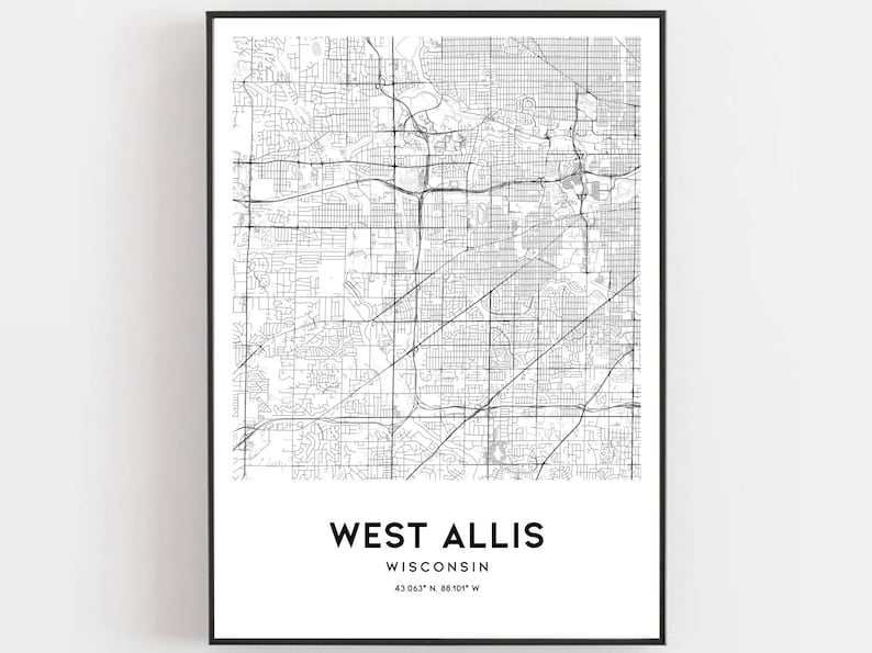 West Allis Map Print West Allis Map Poster Wall Art Wi City | Etsy