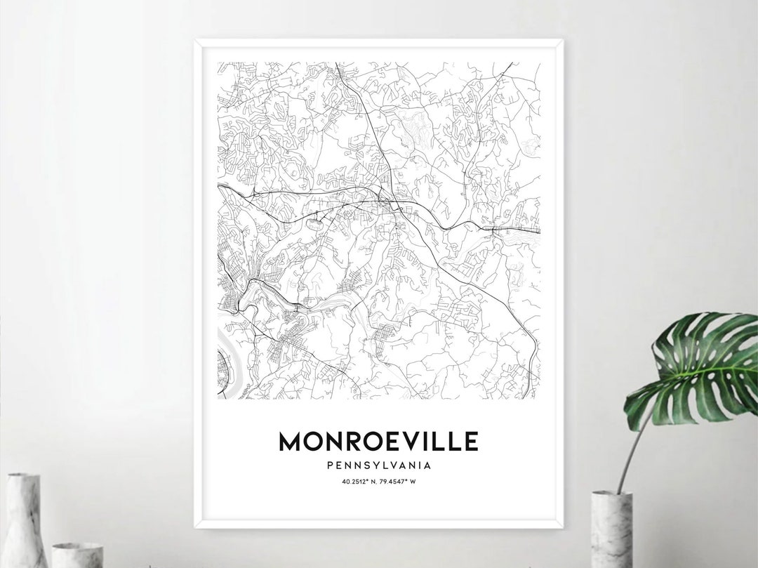 Monroeville Map Print, Monroeville Map Poster Wall Art, Pa City Map ...