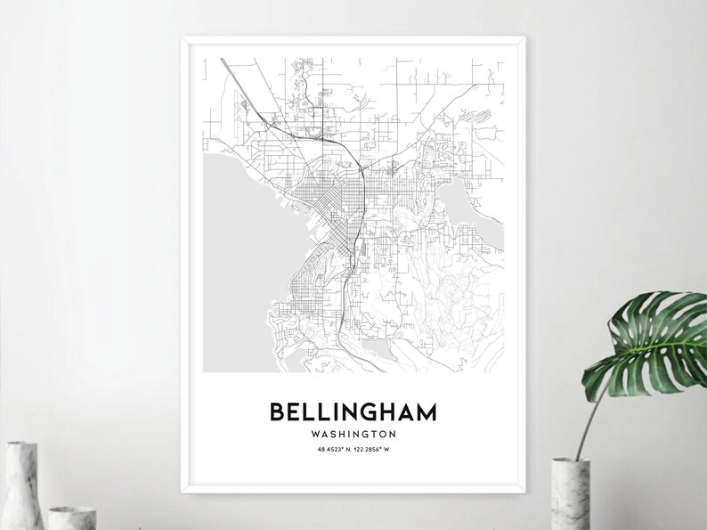 Bellingham Map Print, Bellingham Map Poster Wall Art, Wa City Map ...