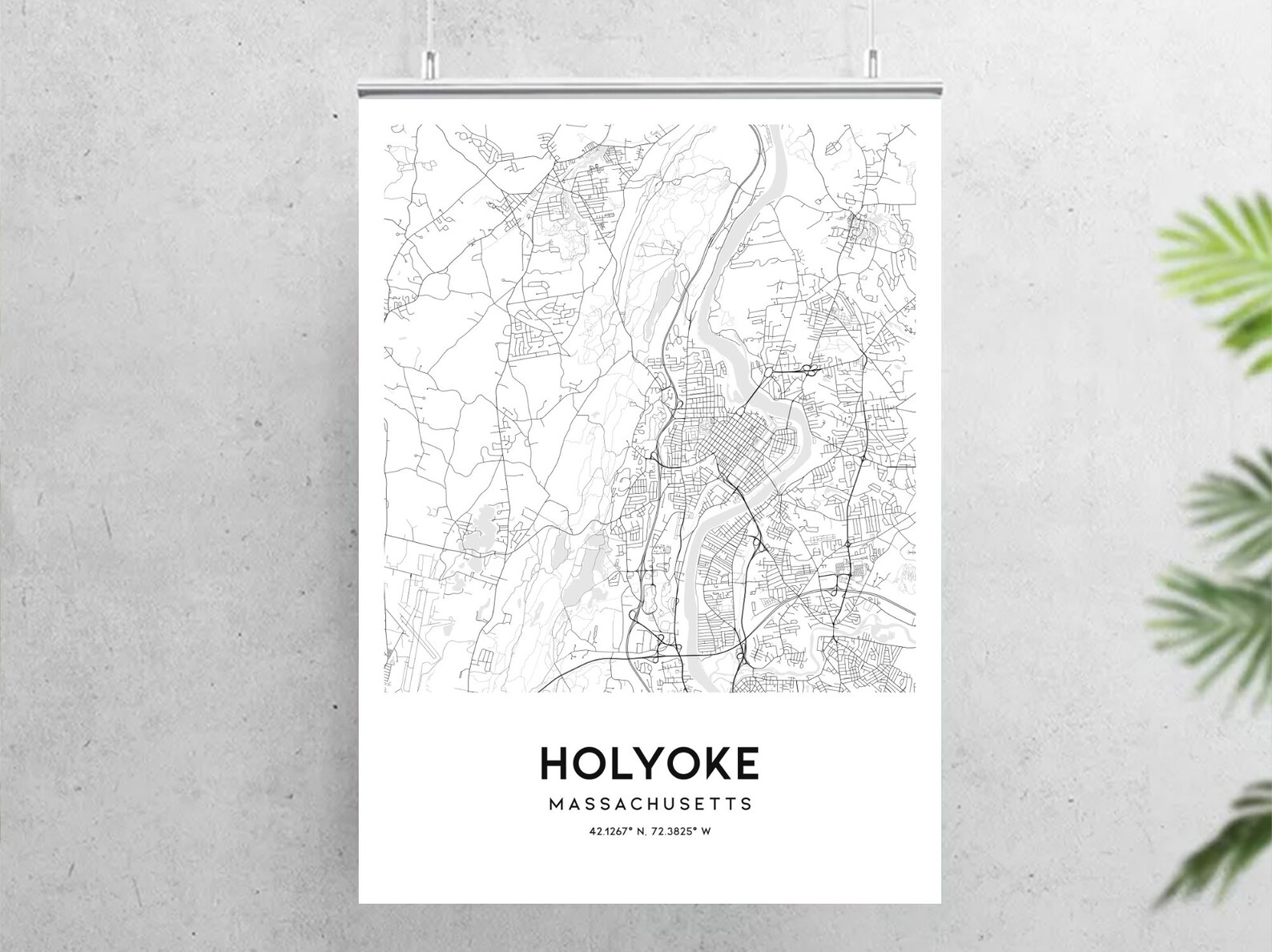 Holyoke Map Print Holyoke Map Poster Wall Art Ma City Map | Etsy