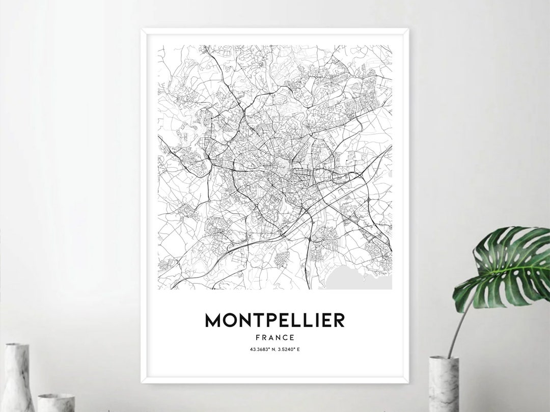 Montpellier Map Print, Montpellier Map Poster Wall Art, Montpellier ...