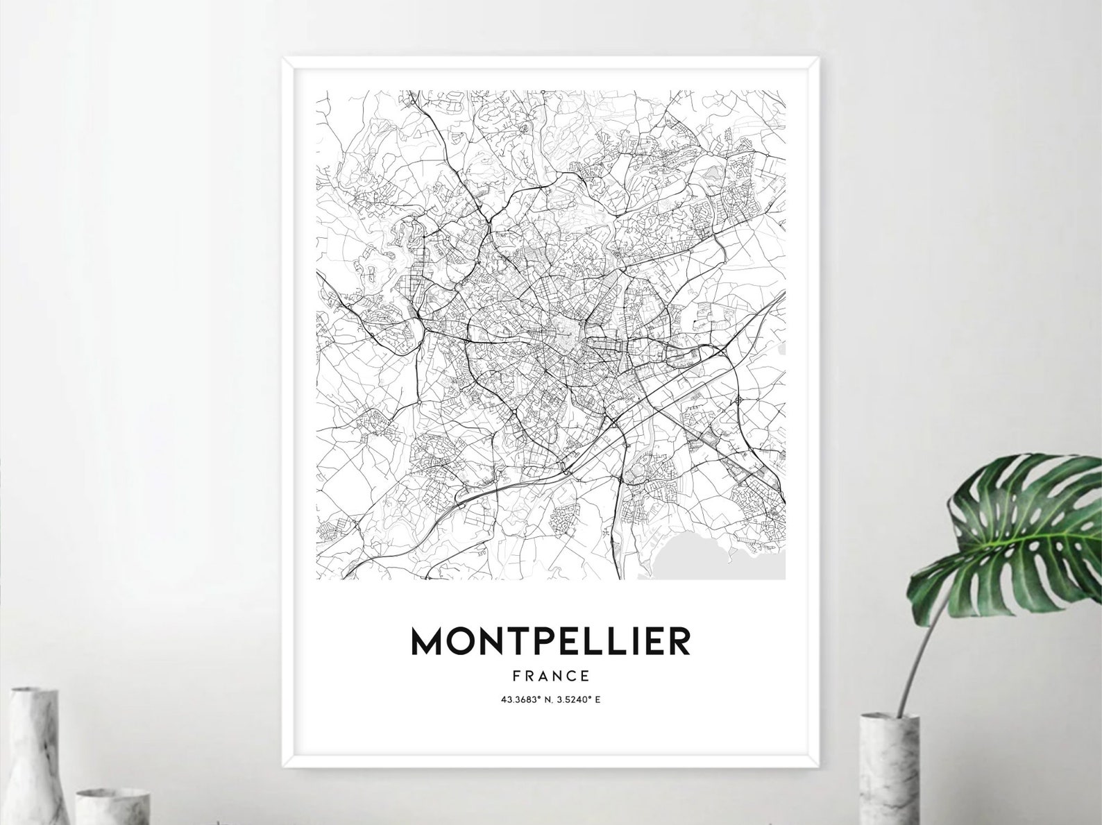 Montpellier Map Print, Montpellier Map Poster Wall Art, Montpellier ...