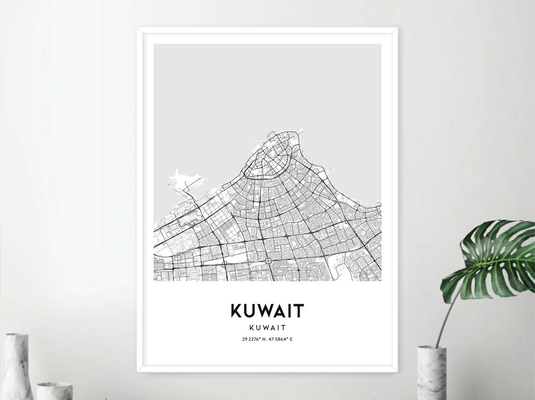 Kuwait Map Print, Kuwait Map Poster Wall Art, Kuwait City Map, Kuwait ...