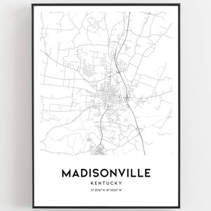 Madisonville Map Print Madisonville Map Poster Wall Art Ky | Etsy