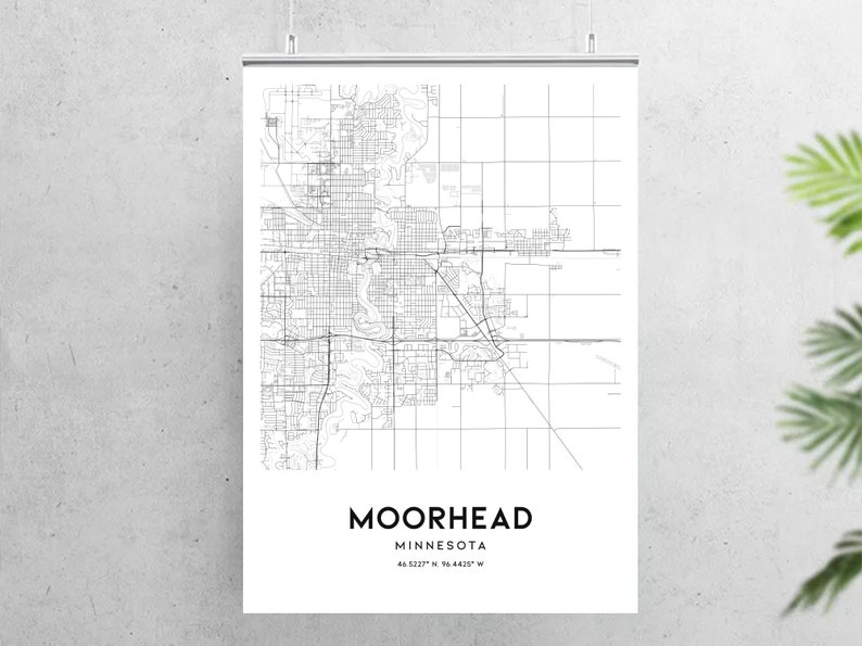 Moorhead Map Print Moorhead Map Poster Wall Art Mn City Map | Etsy