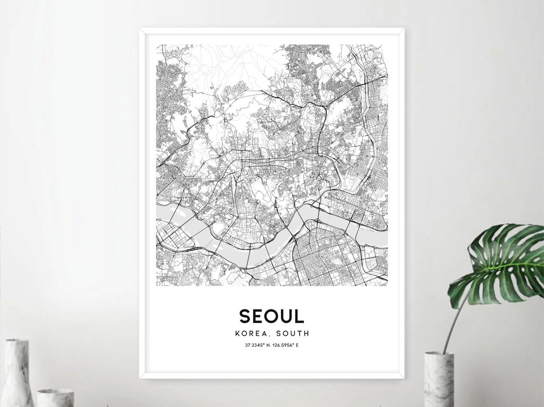 Seoul Map Print, Seoul Map Poster Wall Art, Seoul City Map, Seoul Print ...