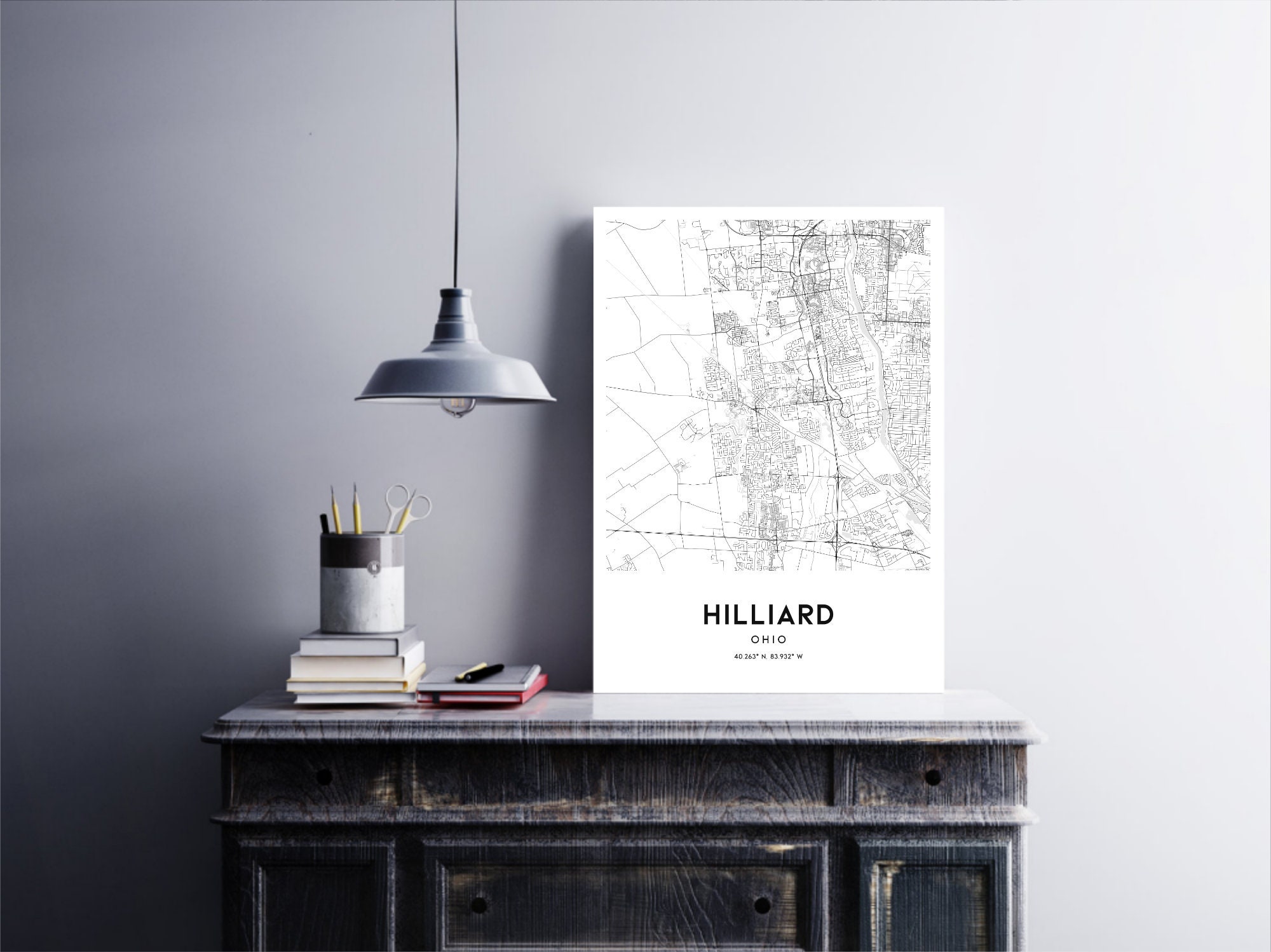 Hilliard Map Print Hilliard Map Poster Wall Art Oh City Map - Etsy