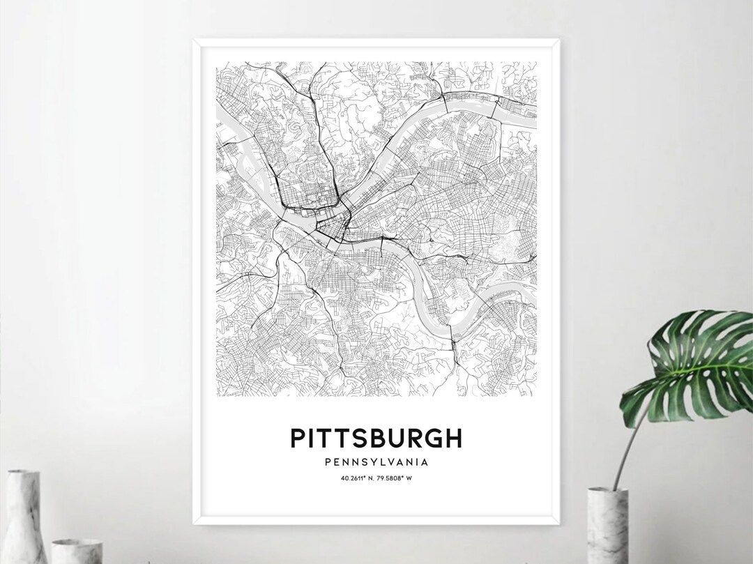 Pittsburgh Map Print Pittsburgh Map Poster Wall Art Pa City - Etsy