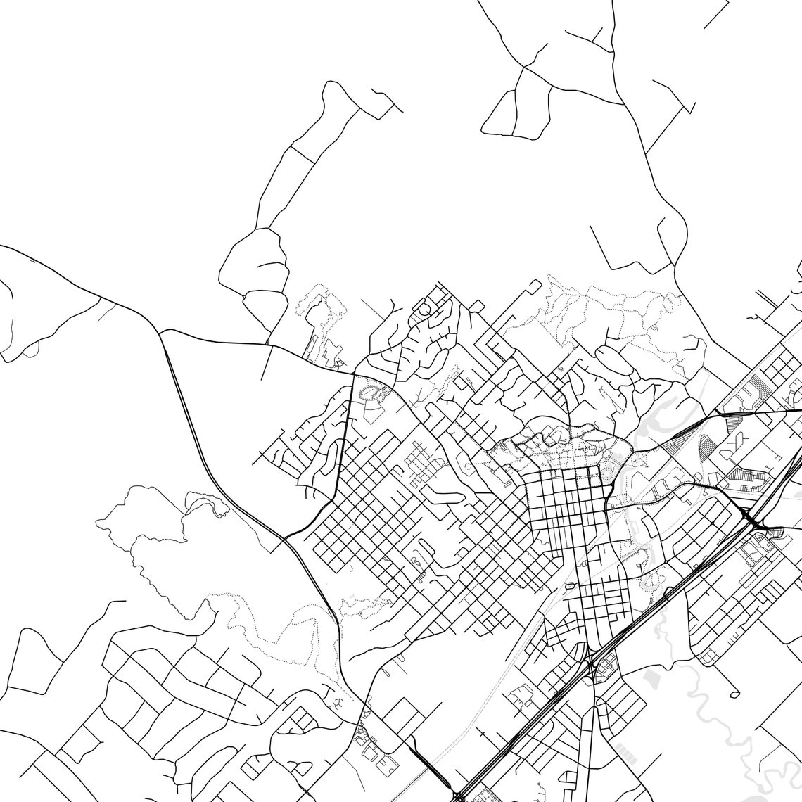 San Marcos Map Print, San Marcos Map Poster Wall Art, Tx City Map ...