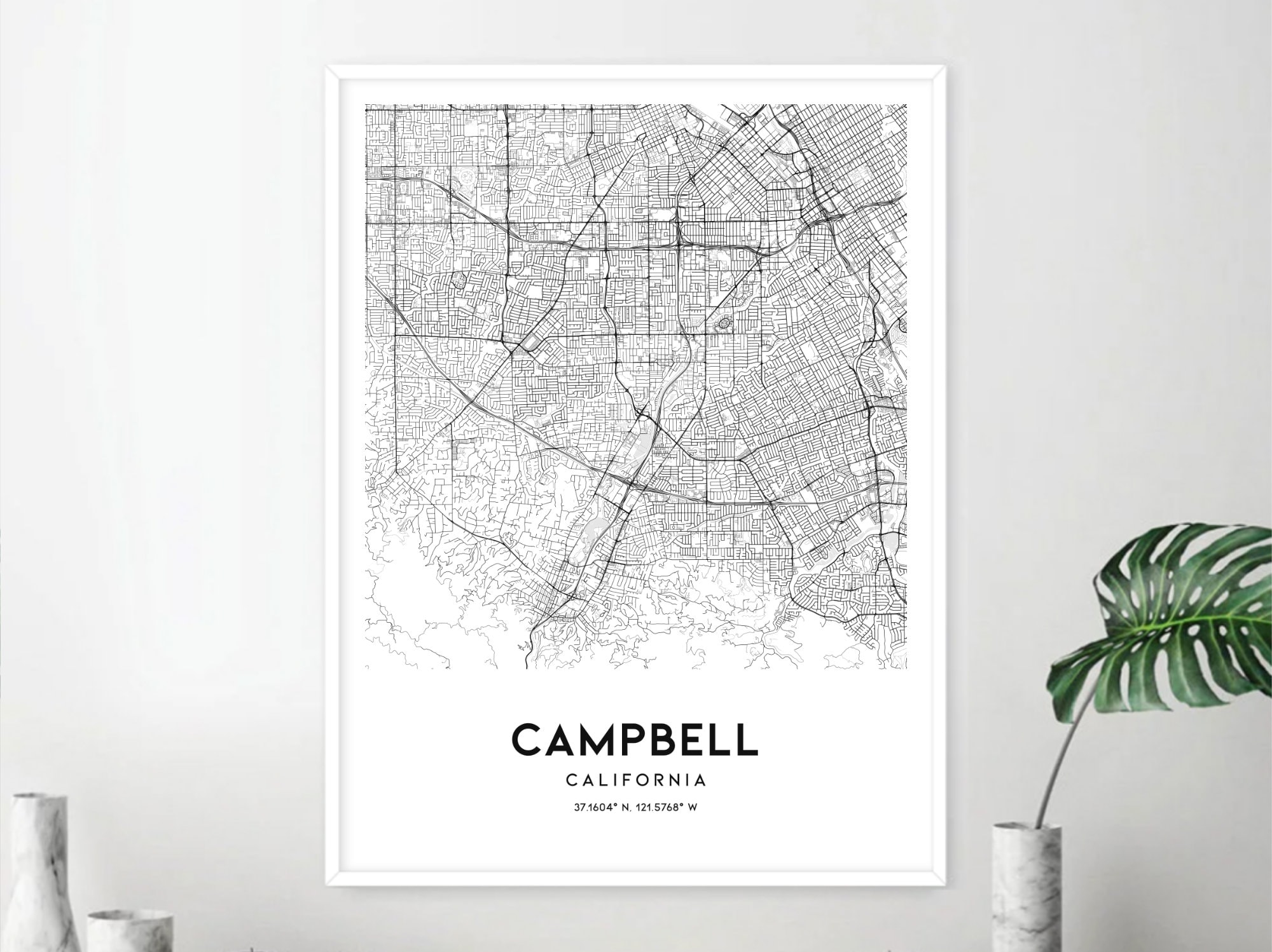 Campbell Map Print, Campbell Map Poster Wall Art, Ca City Map ...