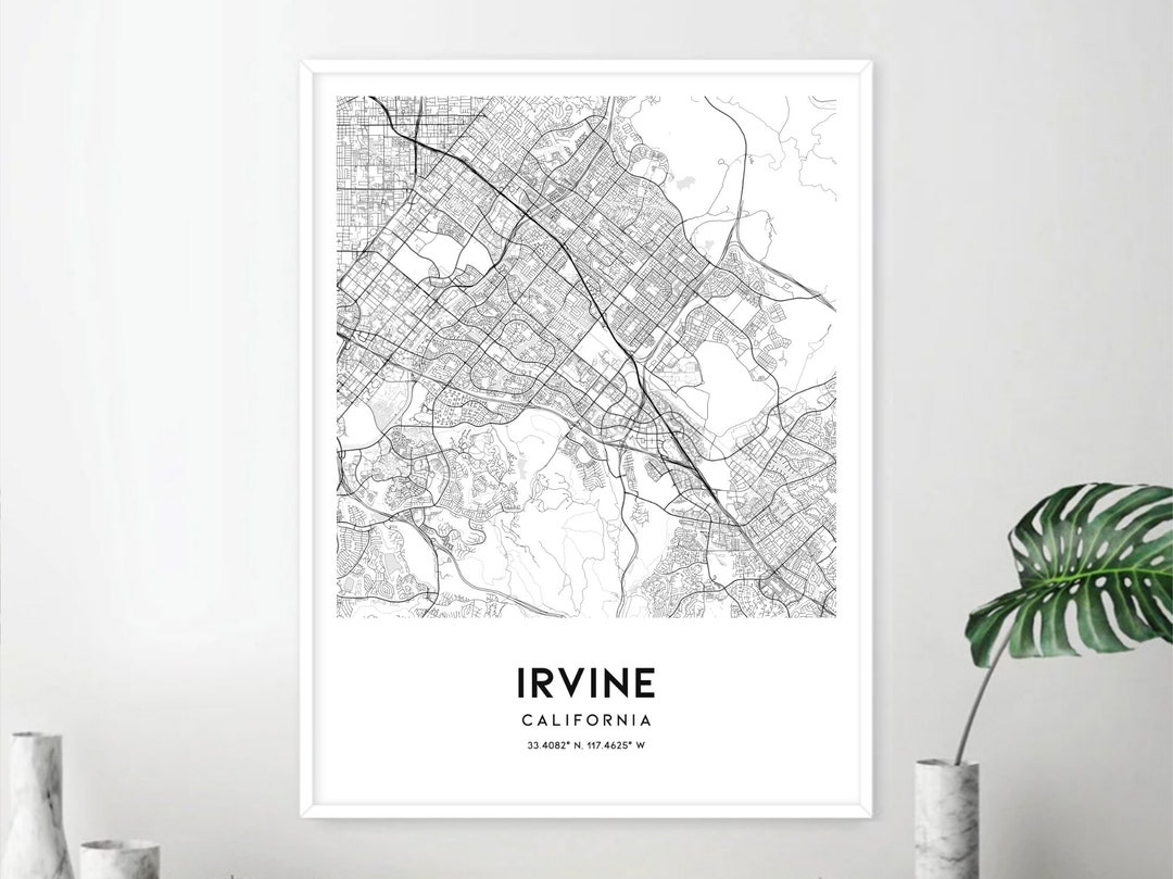 Irvine Map Print Irvine Map Poster Wall Art Ca City Map - Etsy