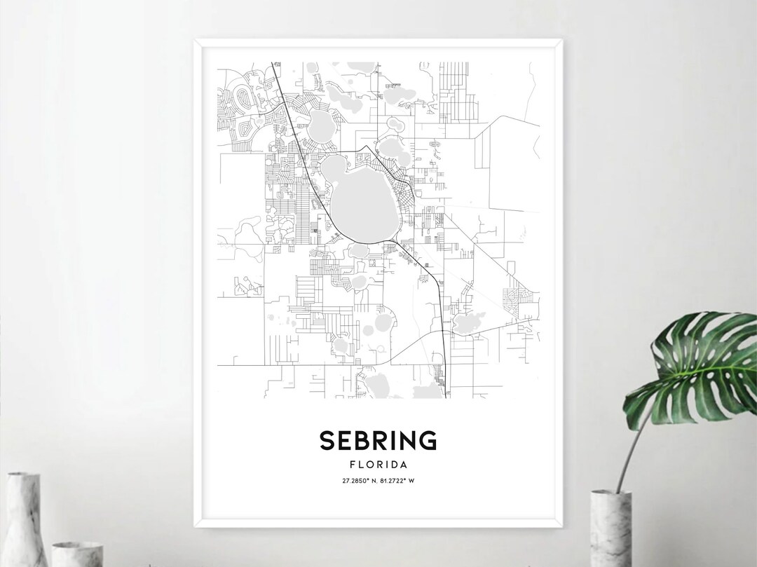 Sebring Map Print, Sebring Map Poster Wall Art, Fl City Map, Florida ...