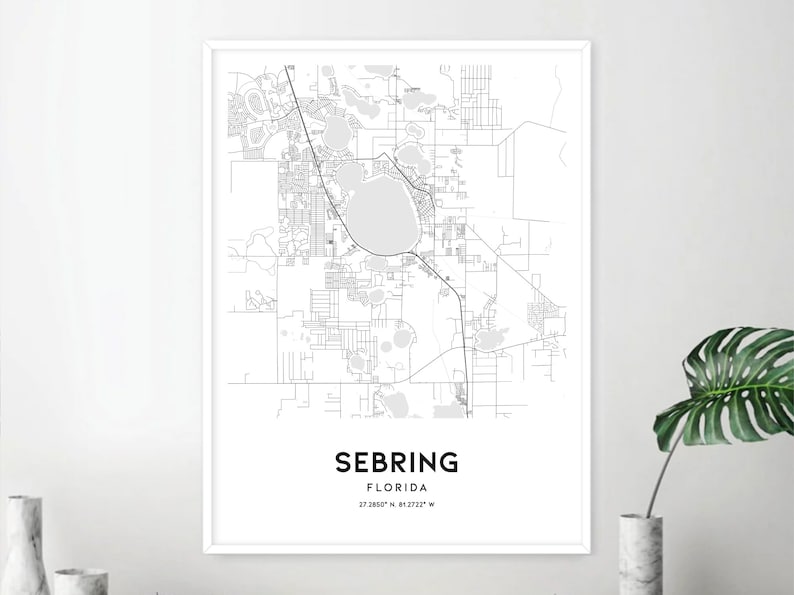 Sebring Map Print, Sebring Map Poster Wall Art, Fl City Map, Florida ...