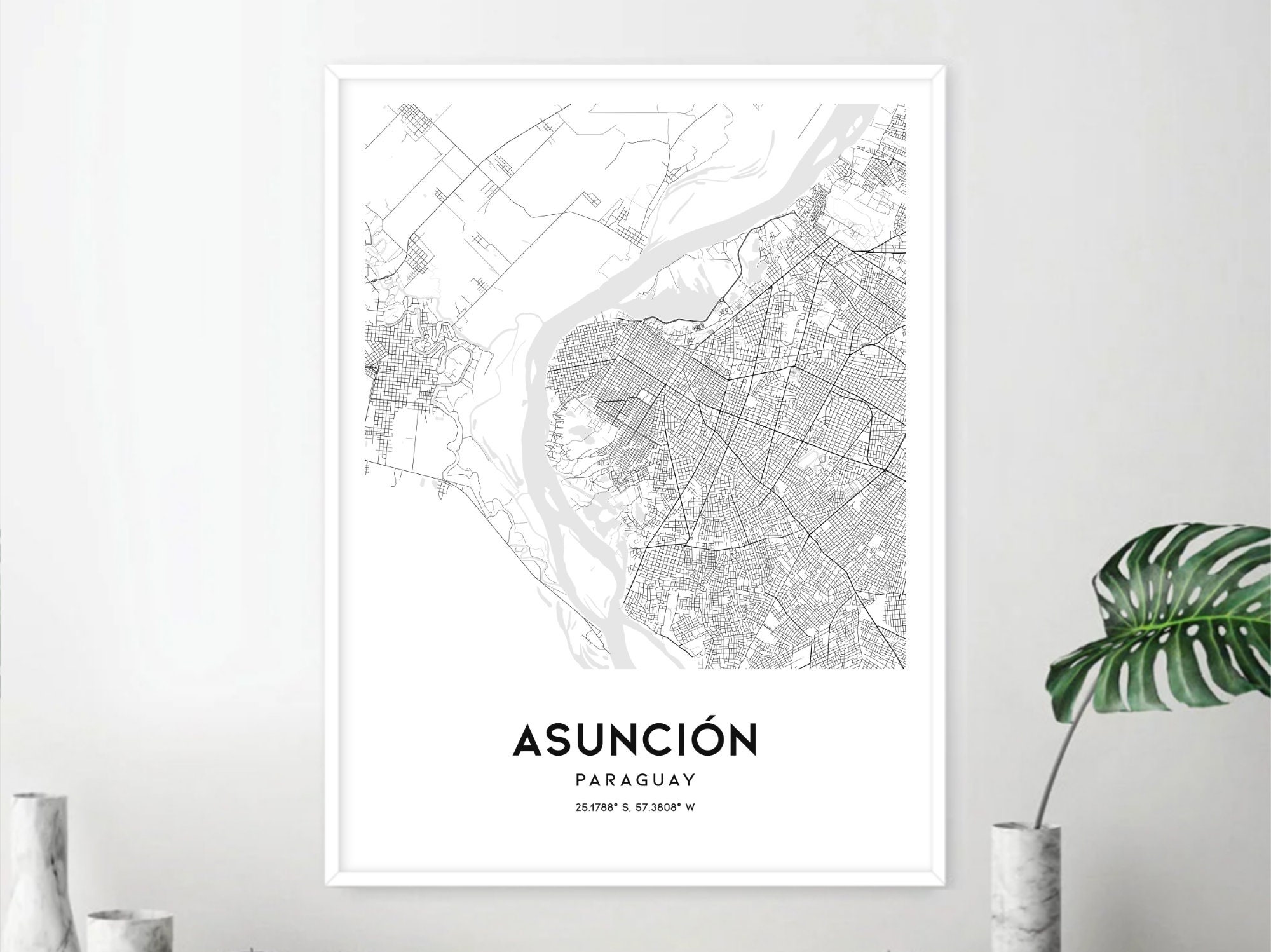 Asunción Map Print, Asunción Map Poster Wall Art, Asunción City Map ...