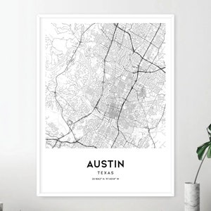 Austin Map Print Austin Map Poster Wall Art Tx City Map | Etsy
