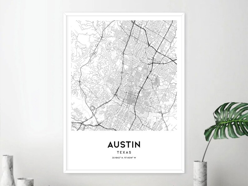 Austin Map Print Austin Map Poster Wall Art Tx City Map | Etsy