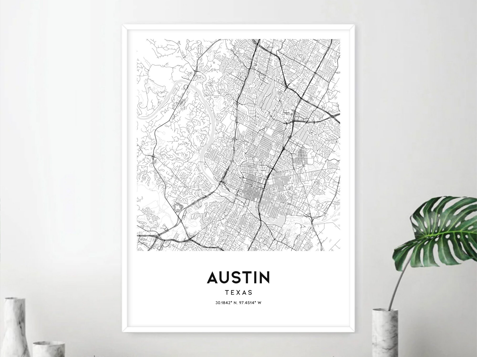 Austin Map Print, Austin Map Poster Wall Art, Tx City Map, Texas Print ...