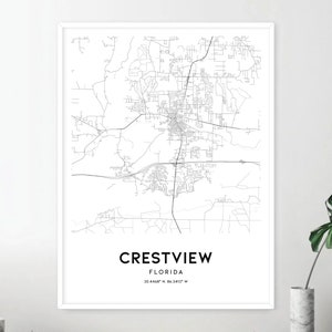 Crestview Map Print, Crestview Map Poster Wall Art, Fl City Map ...