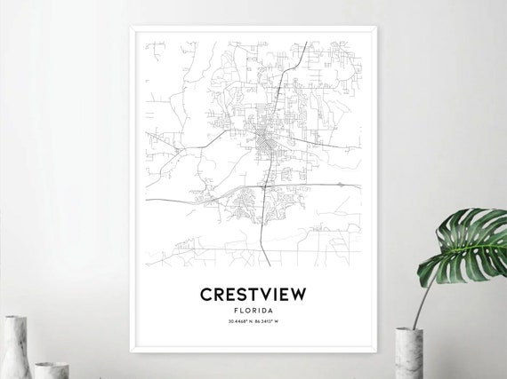 Crestview Map Print Crestview Map Poster Wall Art Fl City | Etsy