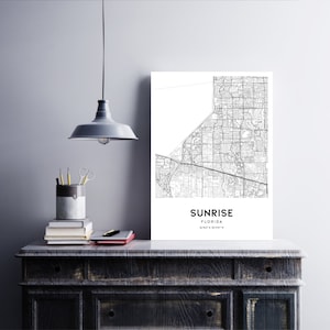 Sunrise Map Print Sunrise Map Poster Wall Art Fl City Map - Etsy