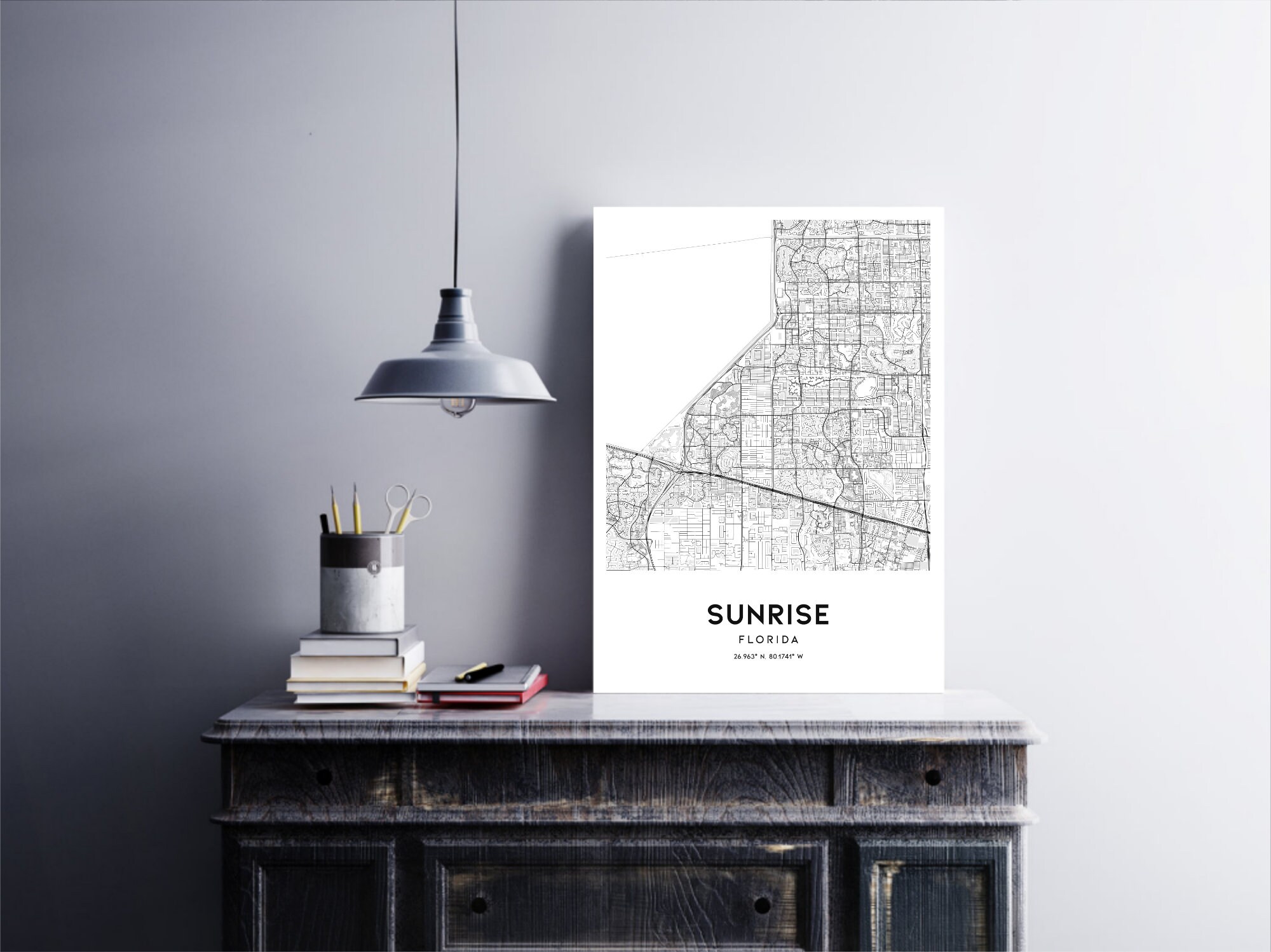 Sunrise Map Print Sunrise Map Poster Wall Art Fl City Map - Etsy