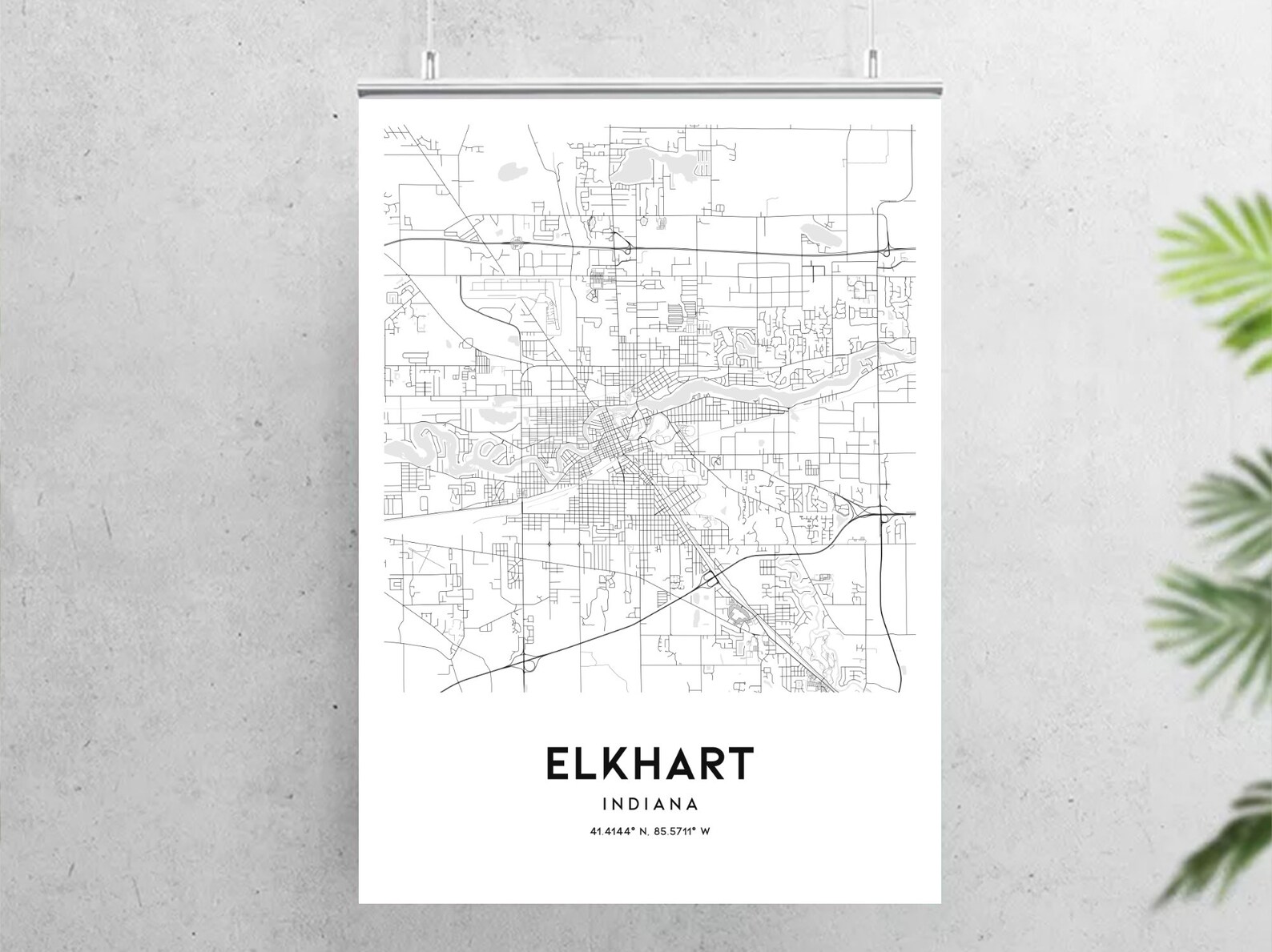 Elkhart Map Print Elkhart Map Poster Wall Art In City Map | Etsy