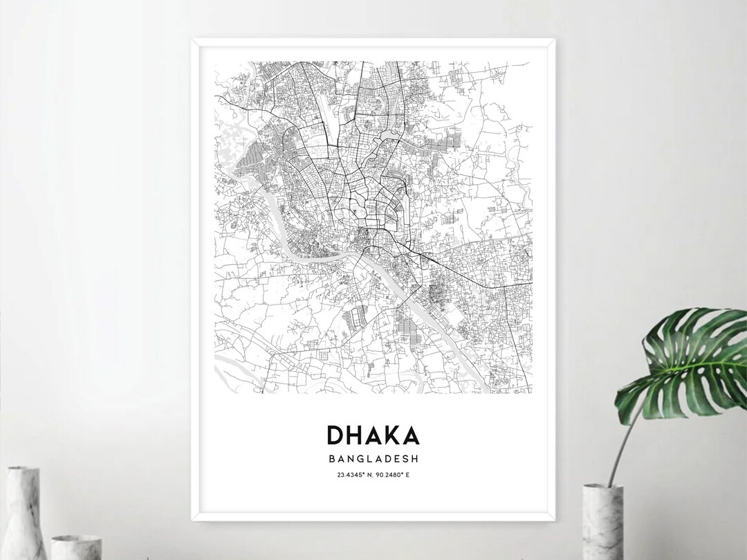 Dhaka Map Print, Dhaka Map Poster Wall Art, Dhaka City Map, Dhaka Print ...
