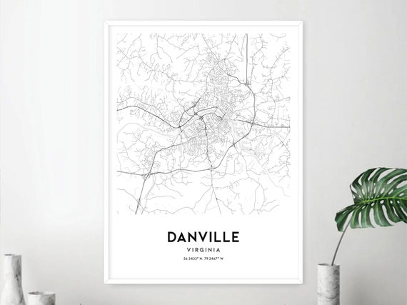 Danville Map Print Danville Map Poster Wall Art Va City Map | Etsy