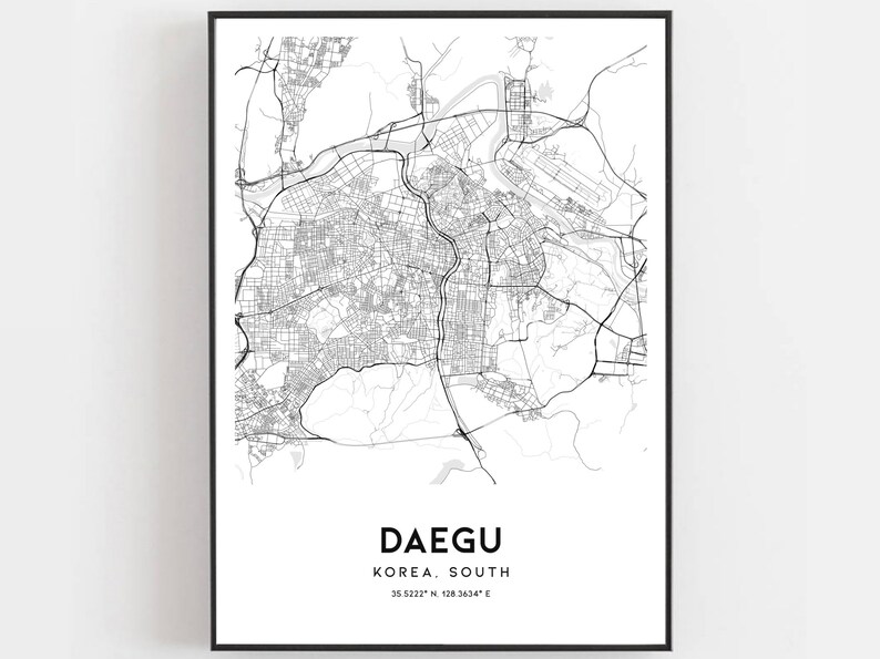 Daegu Map Print Daegu Map Poster Wall Art Daegu City Map | Etsy