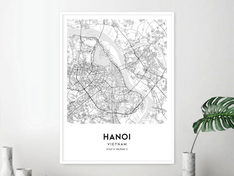 Hanoi Map Print Hanoi Map Poster Wall Art Hanoi City Map - Etsy