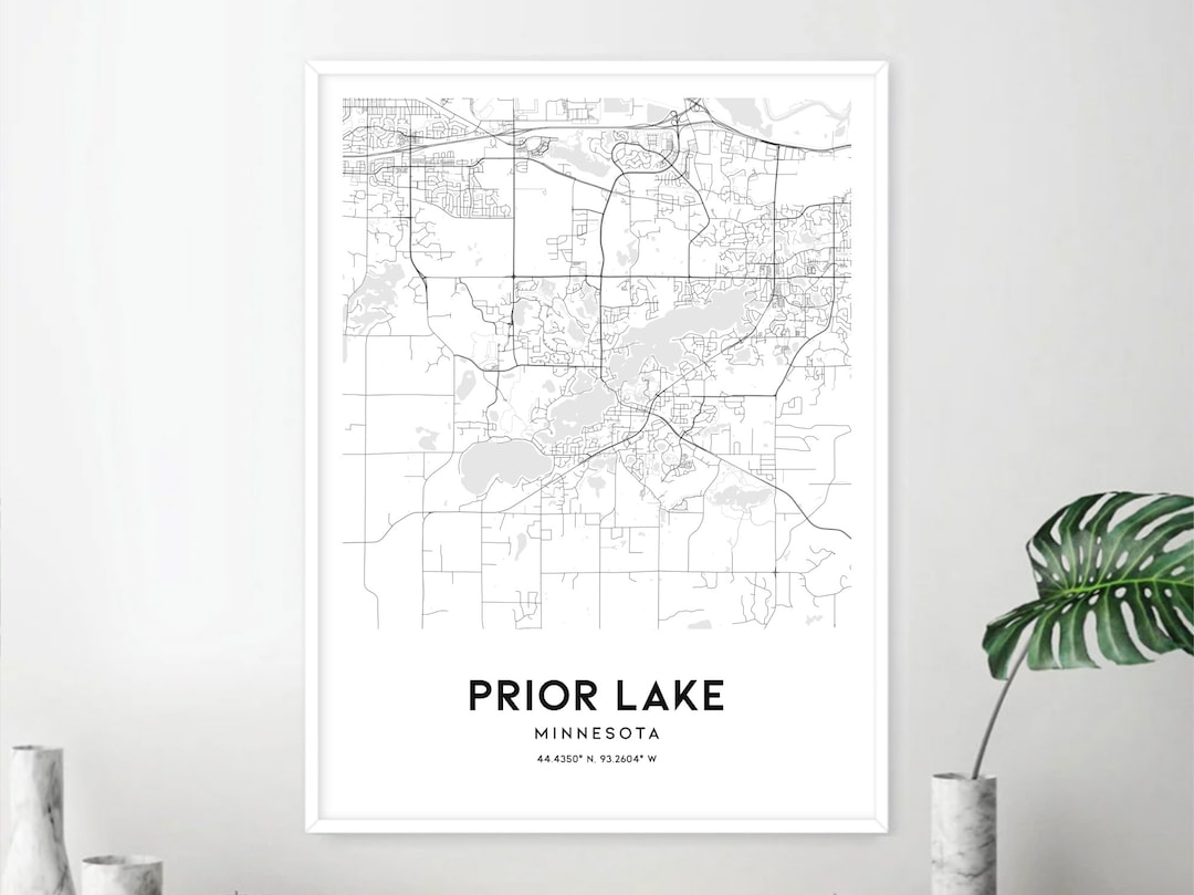 Prior Lake Map Print, Prior Lake Map Poster Wall Art, Mn City Map ...