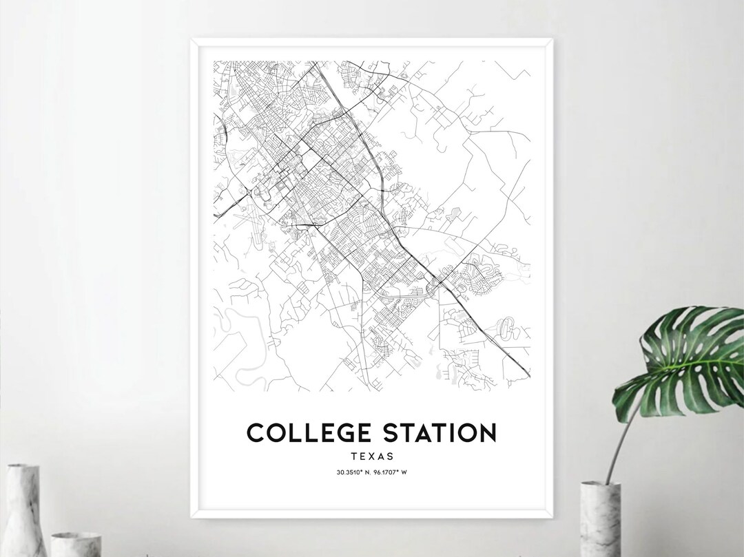 College Station Map Print College Station Map Poster Wall - Etsy