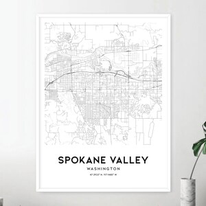 Spokane Valley Map Print, Spokane Valley Map Poster Wall Art, Wa City ...