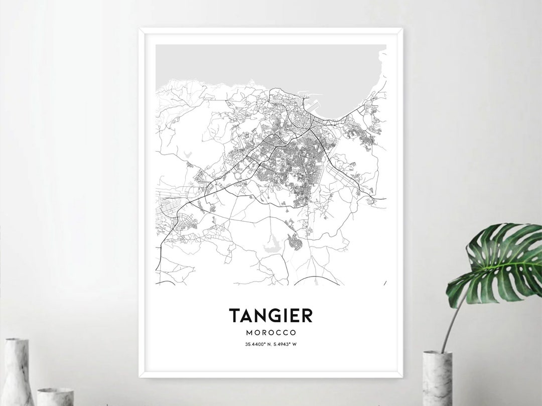 Tánger Mapa Print Tánger Mapa Póster Arte Mural Tánger Mapa - Etsy México
