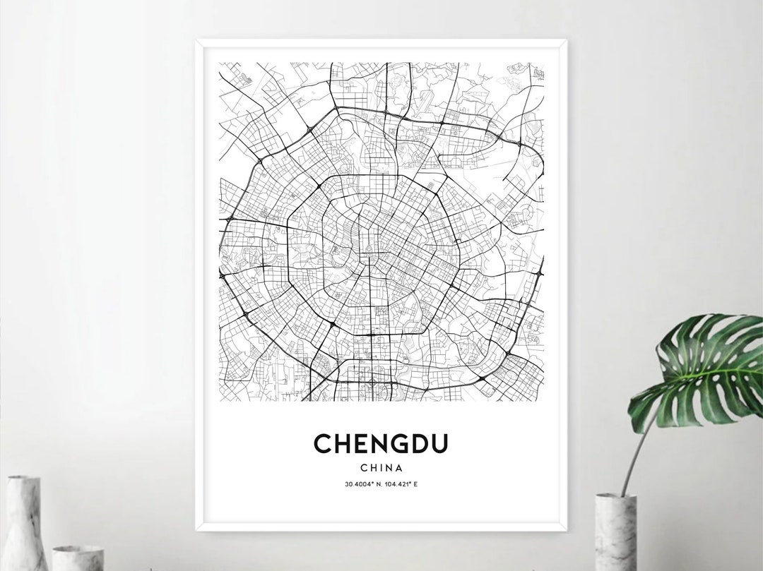 Chengdu Map Print Chengdu Map Poster Wall Art Chengdu City - Etsy