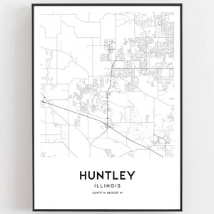Huntley Map Print Huntley Map Poster Wall Art Il City Map | Etsy