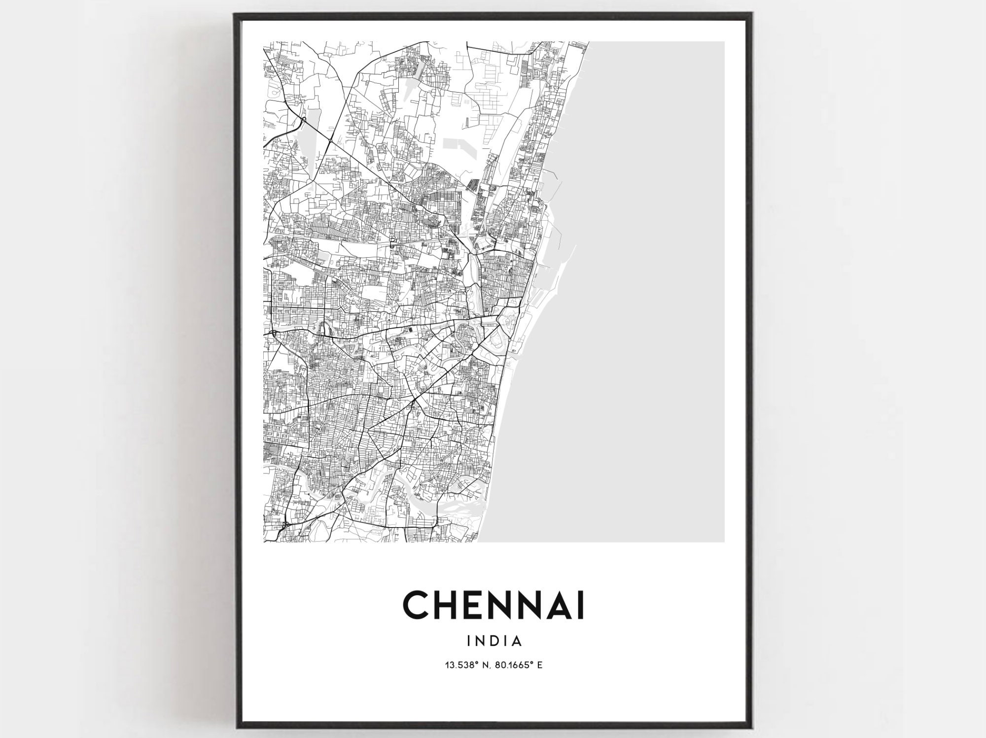 Chennai Map Print Chennai Map Poster Wall Art Chennai City | Etsy