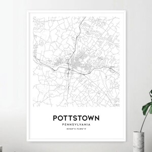 Pottstown Map Print Pottstown Map Poster Wall Art Pa City - Etsy