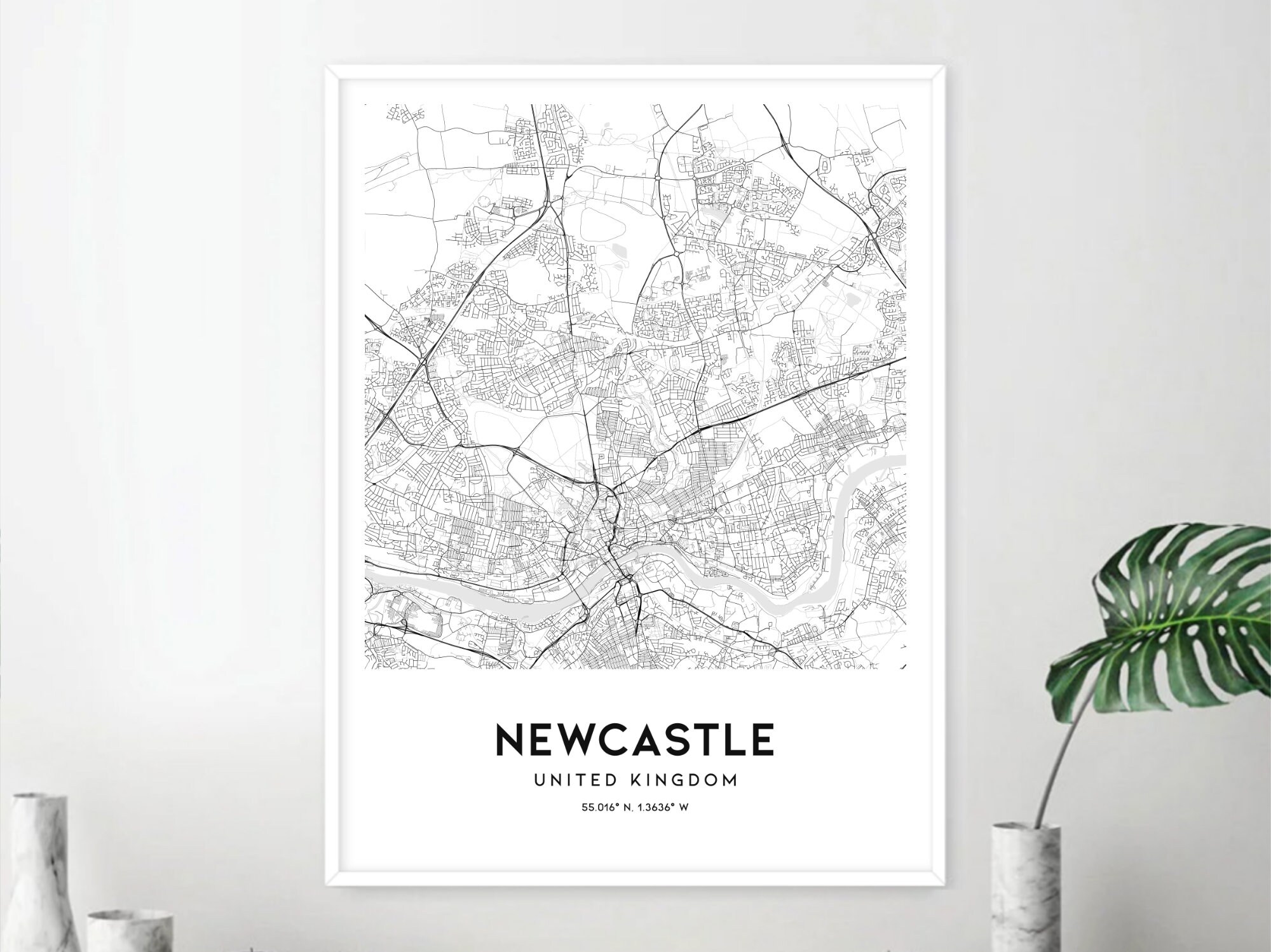 Newcastle Map Print, Newcastle Map Poster Wall Art, Newcastle City Map ...