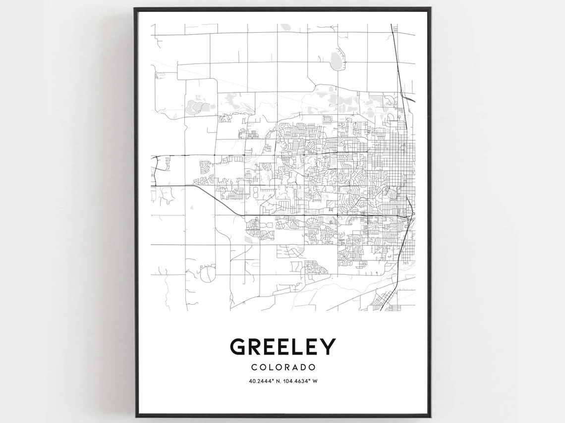 Greeley Map Print Greeley Map Poster Wall Art Co City Map | Etsy
