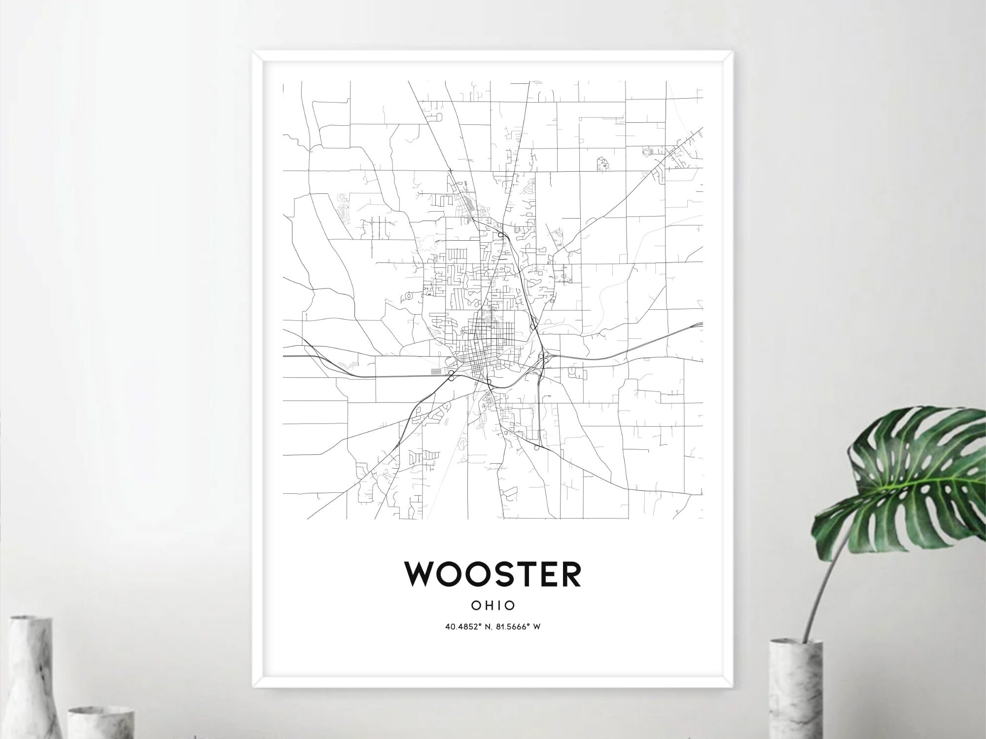 Wooster Map Print, Wooster Map Poster Wall Art, Oh City Map, Ohio Print ...