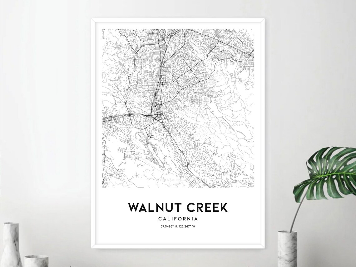 Walnut Creek Map Print Walnut Creek Map Poster Wall Art Ca - Etsy