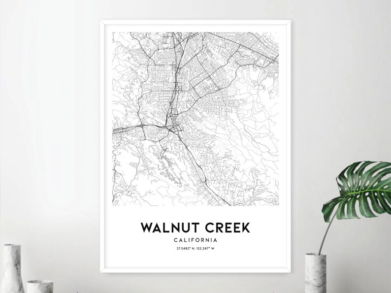 Walnut Creek Map Print Walnut Creek Map Poster Wall Art Ca - Etsy